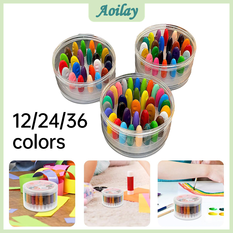 12/24/36 Colors Kids Peanut Crayons Non-Toxic Washable Crayons Toddlers ...