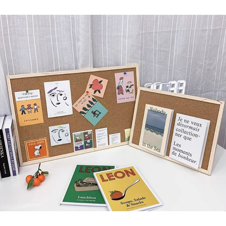 90*120cm Wooden Frame Bulletin Cork Message Board Photo Wall Background Board Memo Board ...