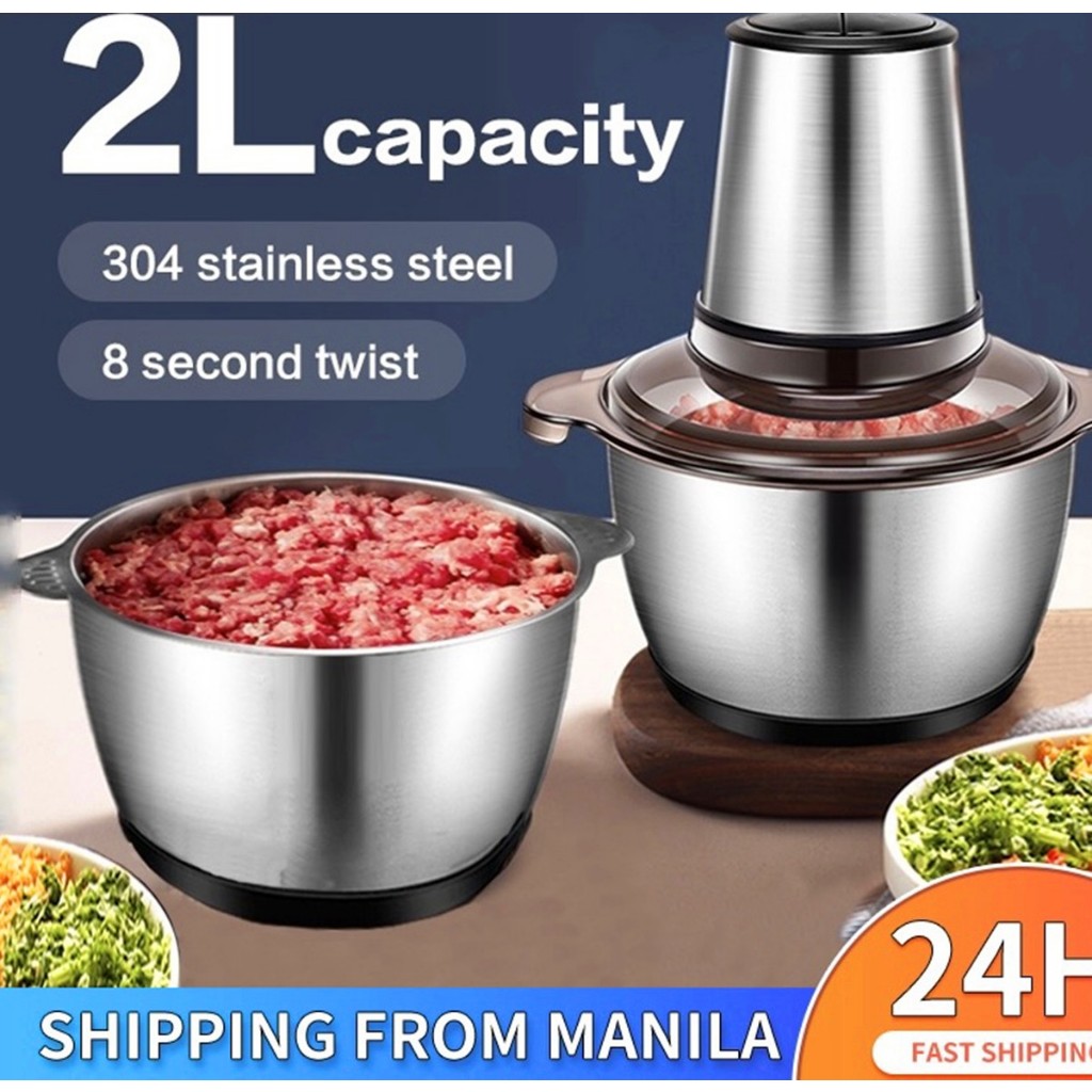 2L Electric Meat Grinder Stainless Steel Chopper and Blender ...