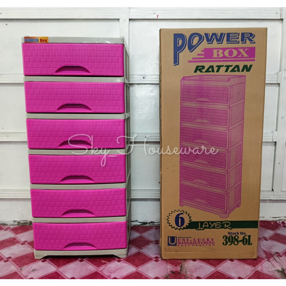 DRAWER RATTAN 6 LAYER UNI-LUCKY POWER BOX RATTAN #398-6L | Shopee ...
