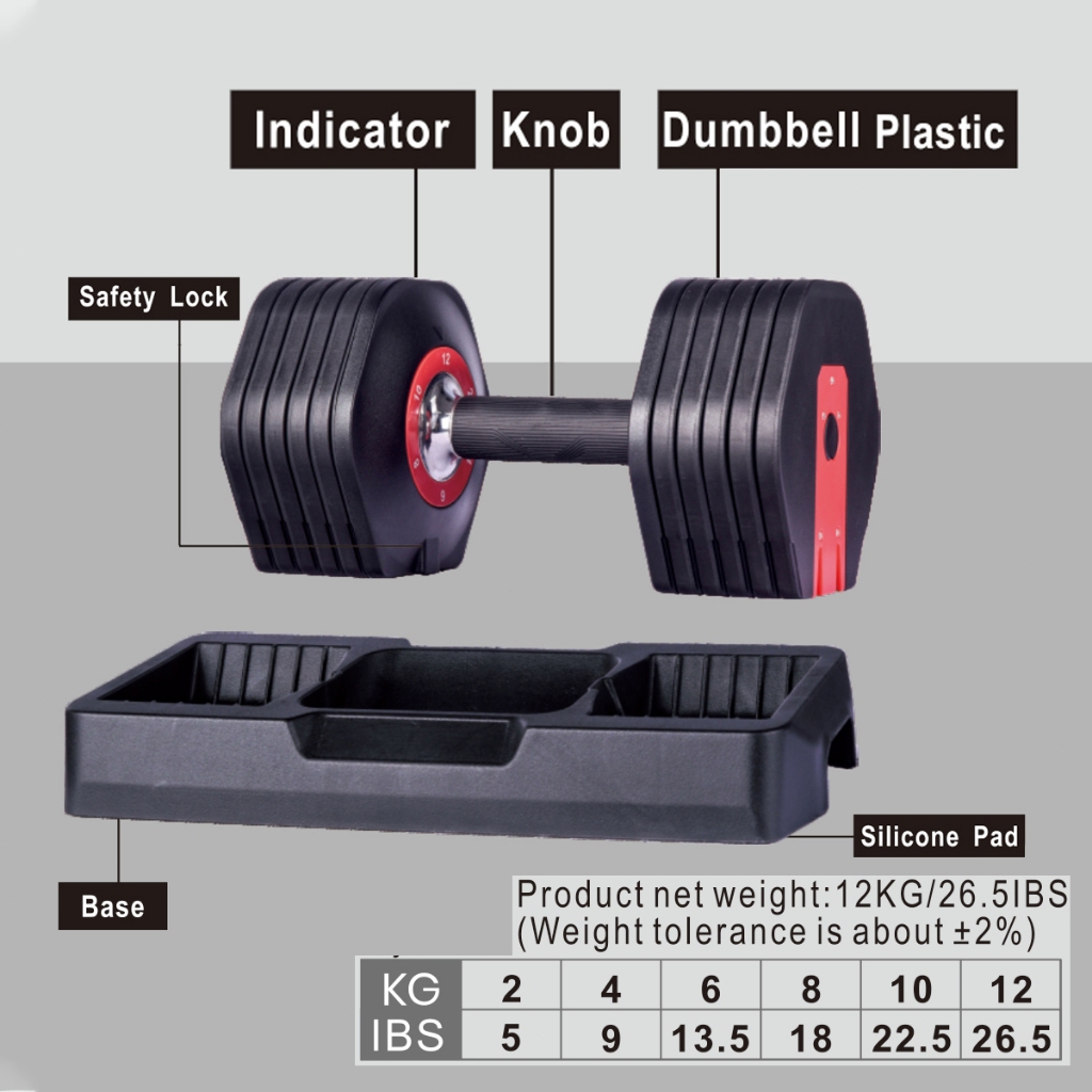 Per Pc Adjustable Dumbbell 12kg / 26.5Lbs With 6 Different 2Kg ...