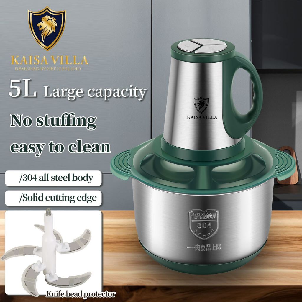 KAISAVILLA Electric Meat Grinder/Food Processor 5L Capacity Stainless ...