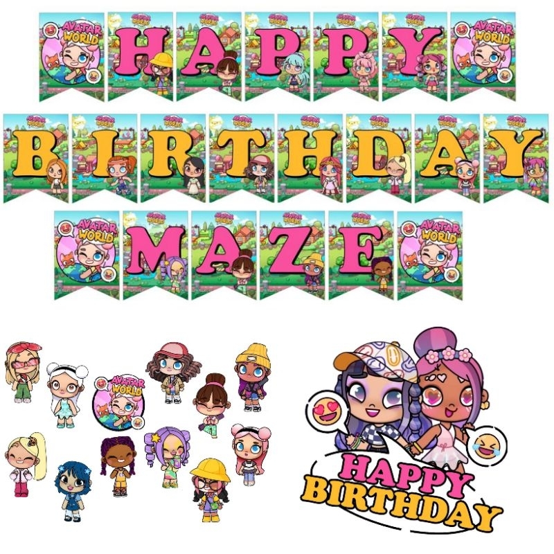Avatar World Theme Birthday Party Banner Cupcake Cake Topper Decoration ...