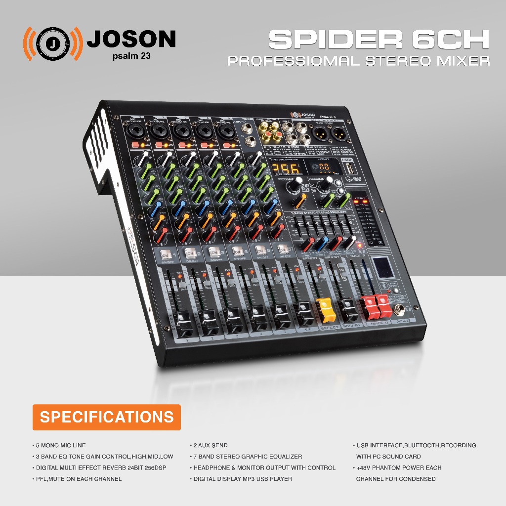 Joson SPIDER 6CH Professional Mixer (6 Channel) | Shopee Philippines Joson SPIDER 6CH Professional Mixer (6 Channel) | Shopee Philippines
