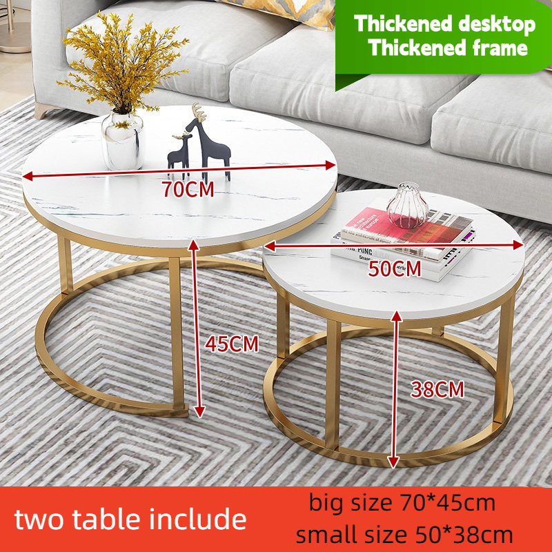 F&G Tea table Round Combination Of Steel Wood Coffee Table Home Simple ...