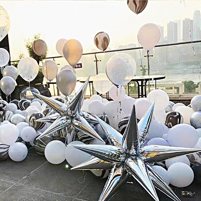 A set of exploding star aluminum foil balloons, water droplets balloons ...