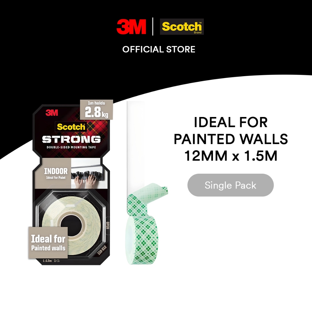 3M™ Scotch® Indoor Double Sided Mounting Tape, Holds Up to 2.8kg 1pc/pack 12mm x 1.5m | Shopee ...