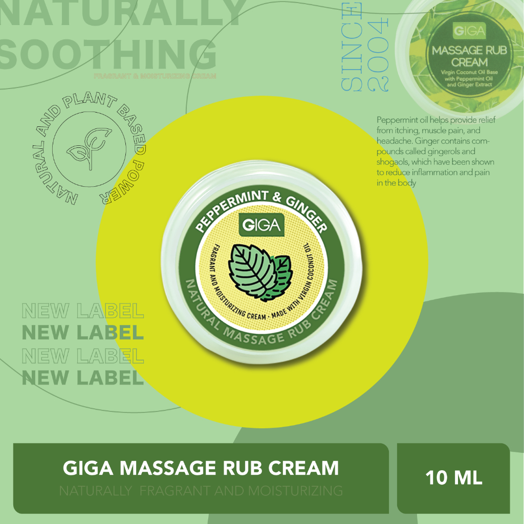 GIGA Massage Rub Cream 10ml (Peppermint + Ginger Balm)- Naturally ...