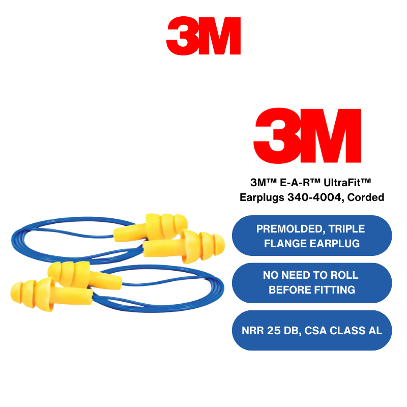 3M Earplugs Ultrafit 340-4004 for Ear Safety in Manufacturing ...