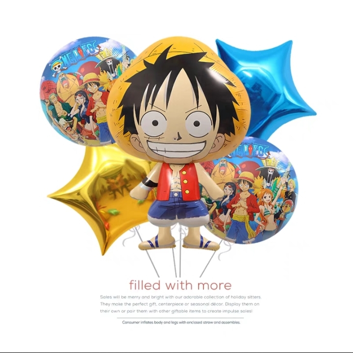 5pc Set Monkey D Luffy Aluminum Foil Balloon One Piece Theme Party ...