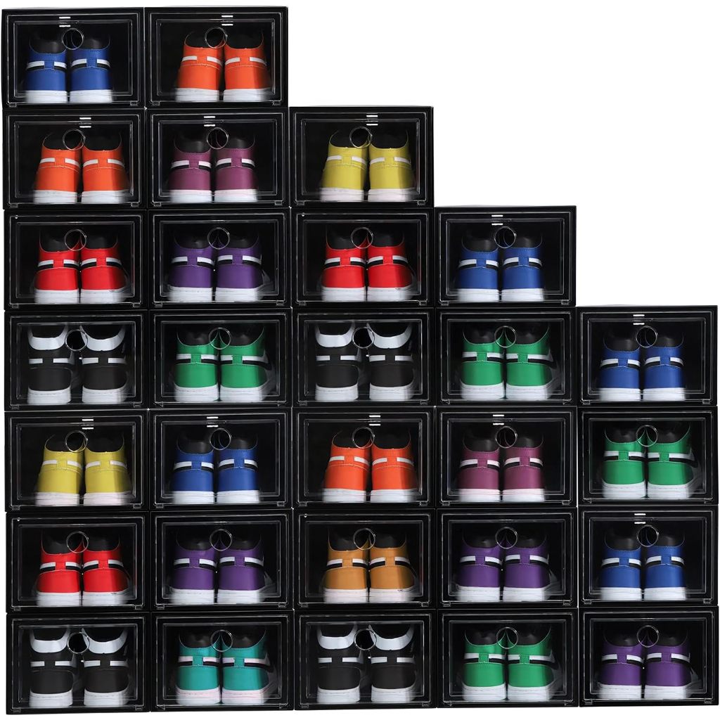 Large Size Stackable Shoe Box Storage Organizer Self-assembly Colorful ...