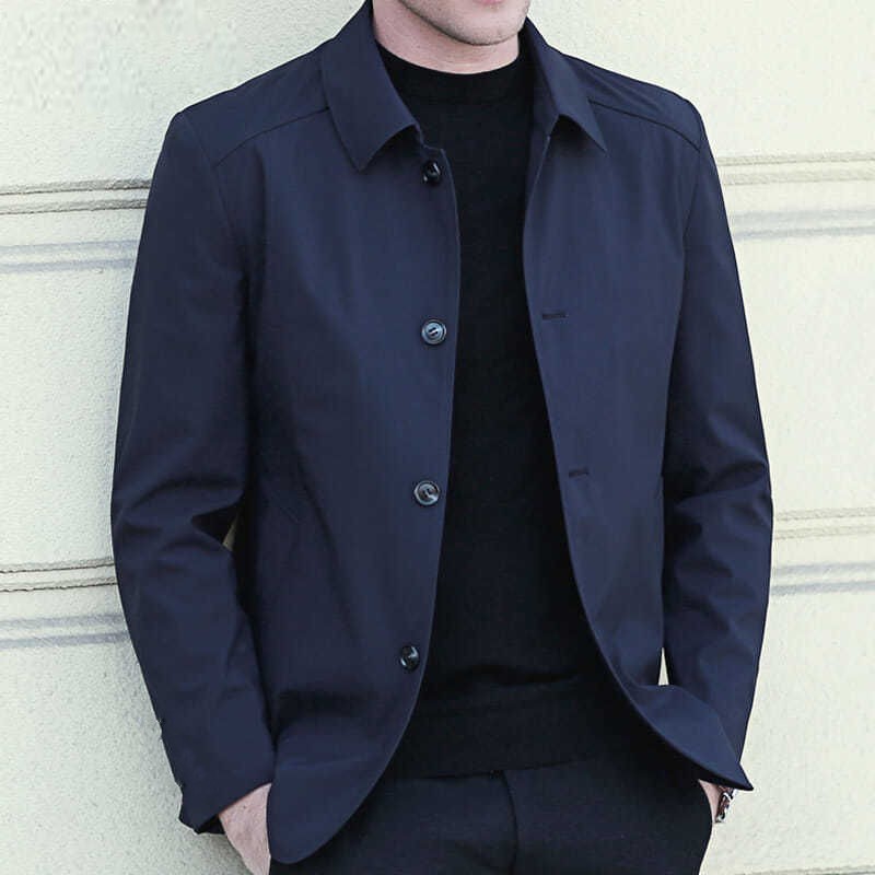 Bomber Jacket for Men with Zipper and Pockets Polo Neck Korean ...