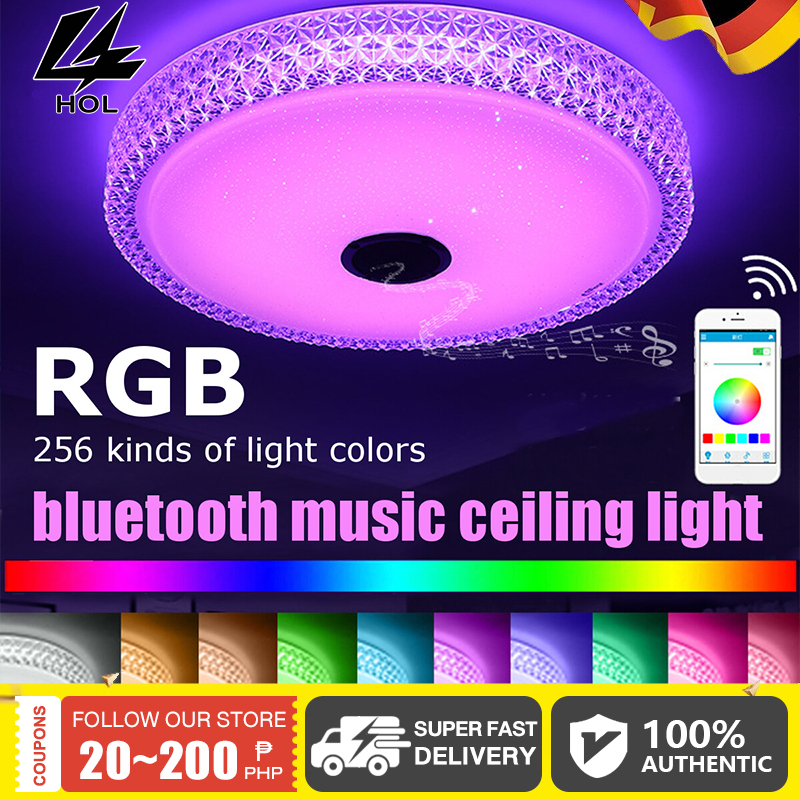 Modern 200W RGB Double Layer Ceiling Light 108 LED Bluetooth Music ...
