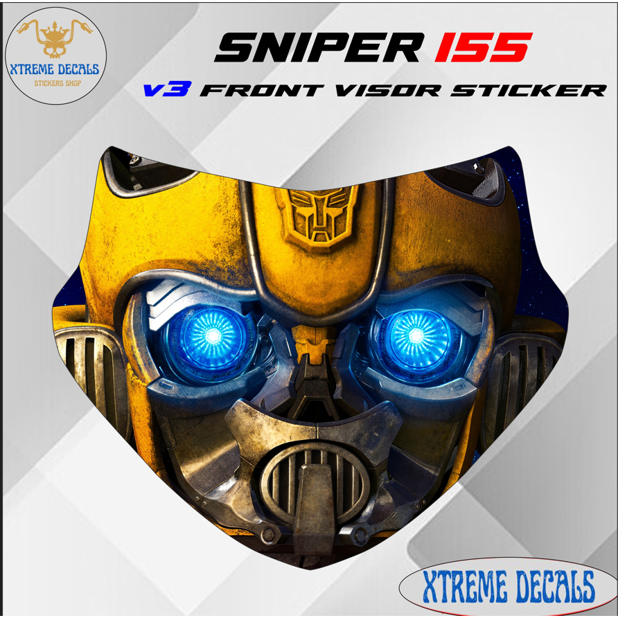 yamaha sniper 155 v3 front visor sticker bumblebee printed laminated ...