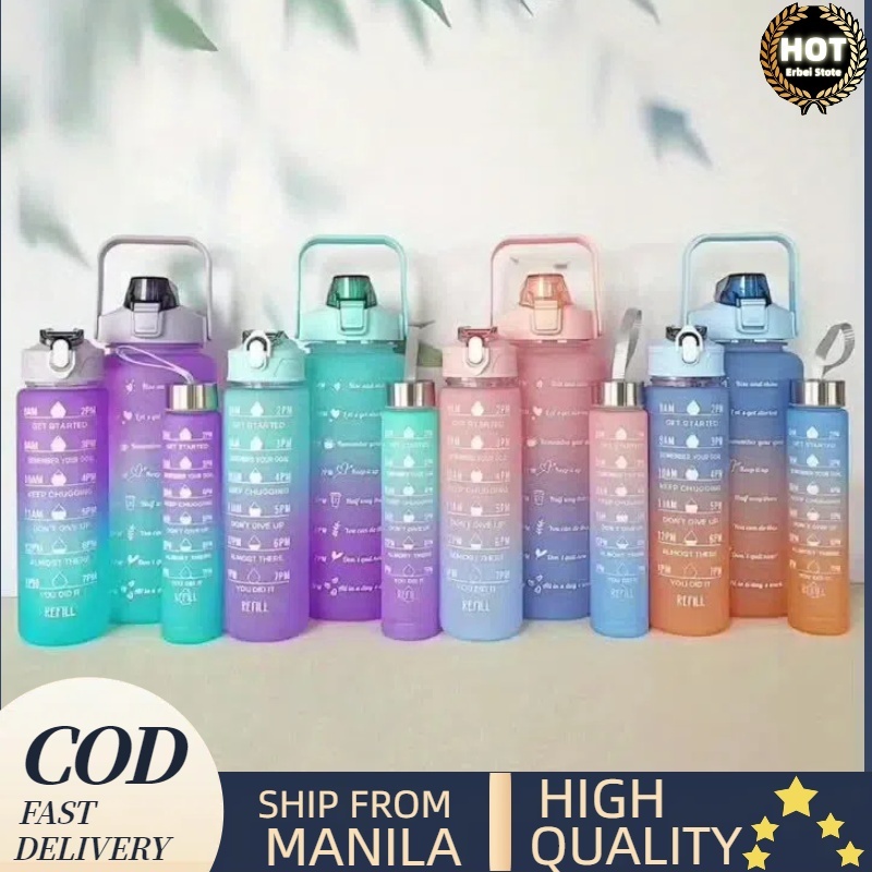 3in1 water bottle (2L+1L+500ML) Family set random sticker's and with time marker | Shopee ...