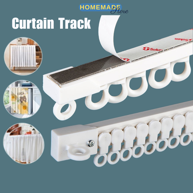 Adhesive Curtain Track Rail Slide Adjustable Free Punch Can Be Top Or ...