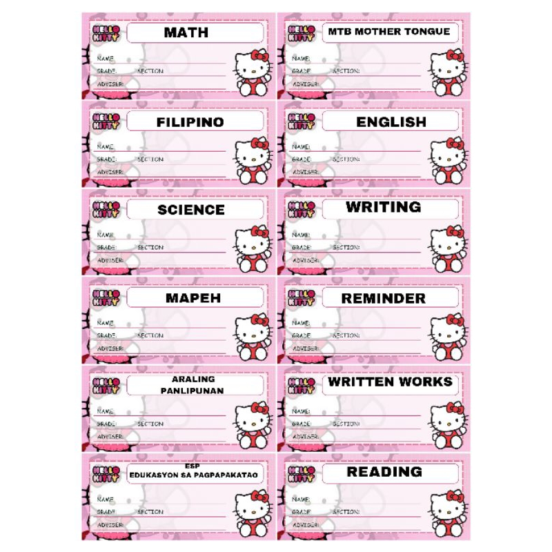 Notebook Sticker unisex 12pcs with (SUBJECT) glossy ,matibay,madikit ...