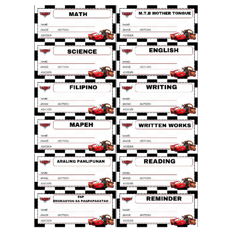 Notebook STICKER 12pcs unisex with (SUBJECT) glossy,matibay,makapal ...