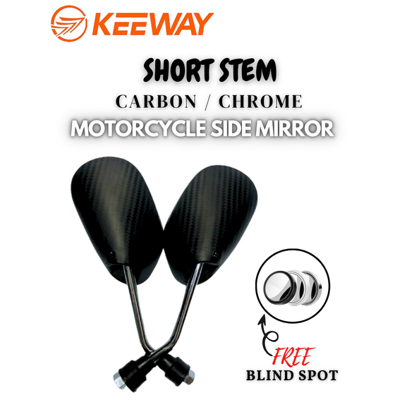 KEEWAY CS 110 Motorcycle CARBON SHORT STEM CHROME SIDE MIRROR 88MM WITH ...