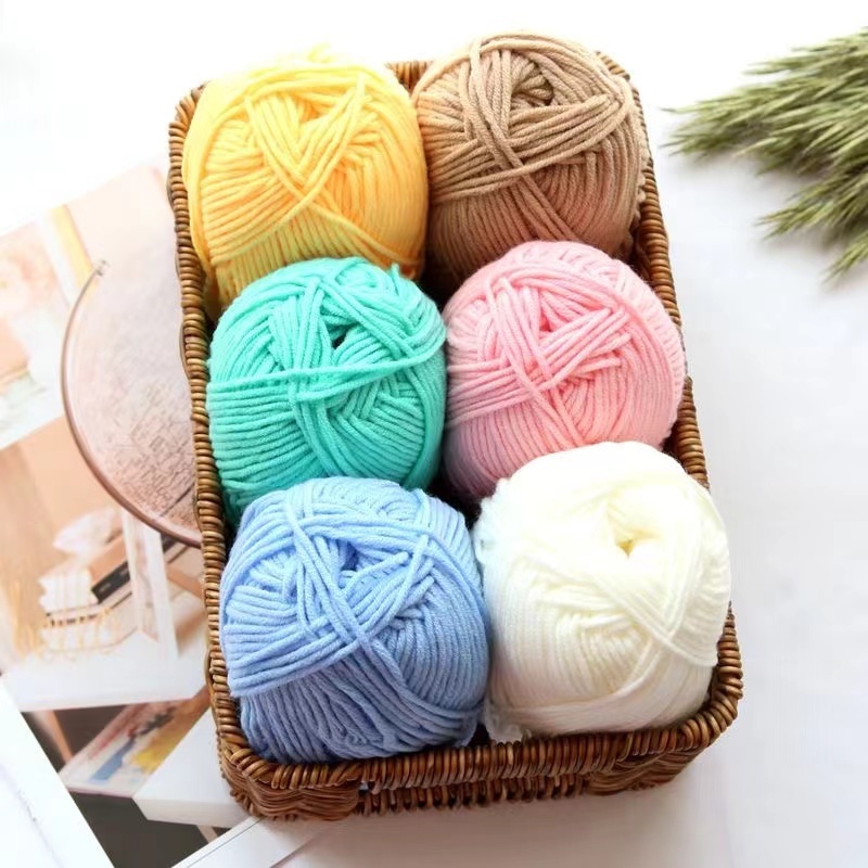 【KoreaMade 50g】5 Plys Smooth Milk Fiber Knitting Wool Crochet Yarn Milk ...