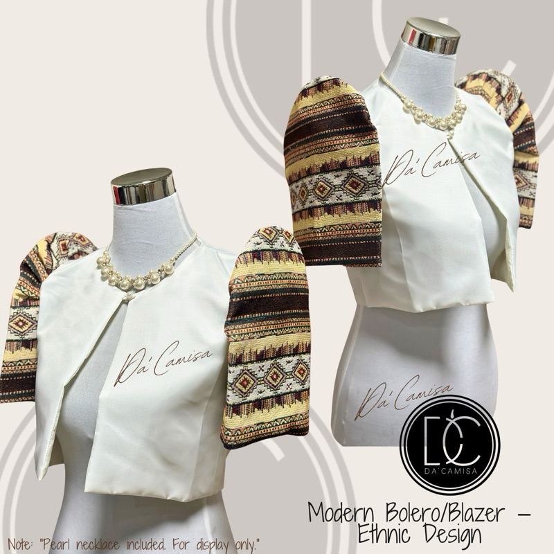 BLAZER WITH ETHNIC FABRIC Filipiñana/Bolero/Maria Clara Sleeves with ...
