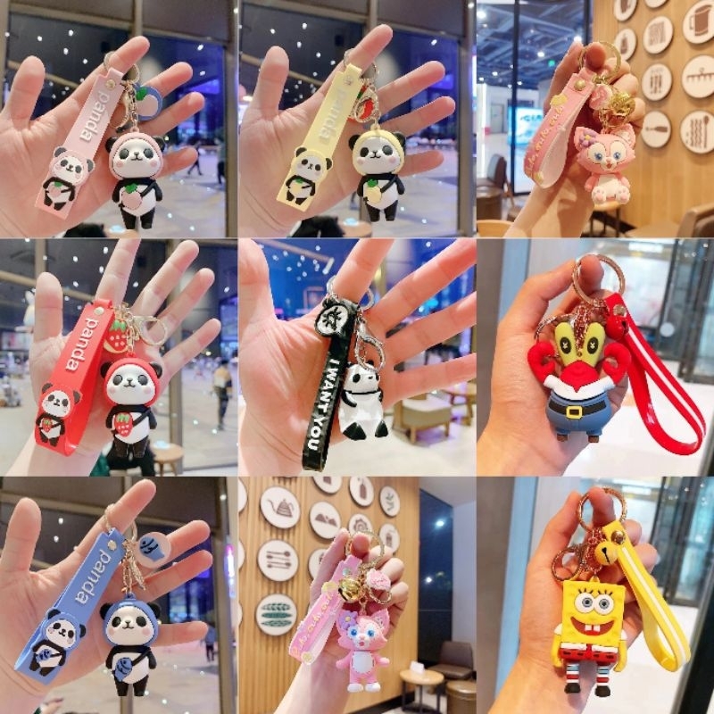 Panda Keychain Silicone Character Lina Bell Dinosaur Spongebob Patrick ...