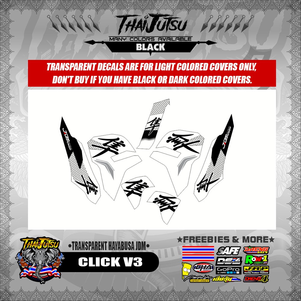 CLICK V3 DECALS ( TRANSPARENT HAYABUSA JDM )【ThaijutsuStickers ...