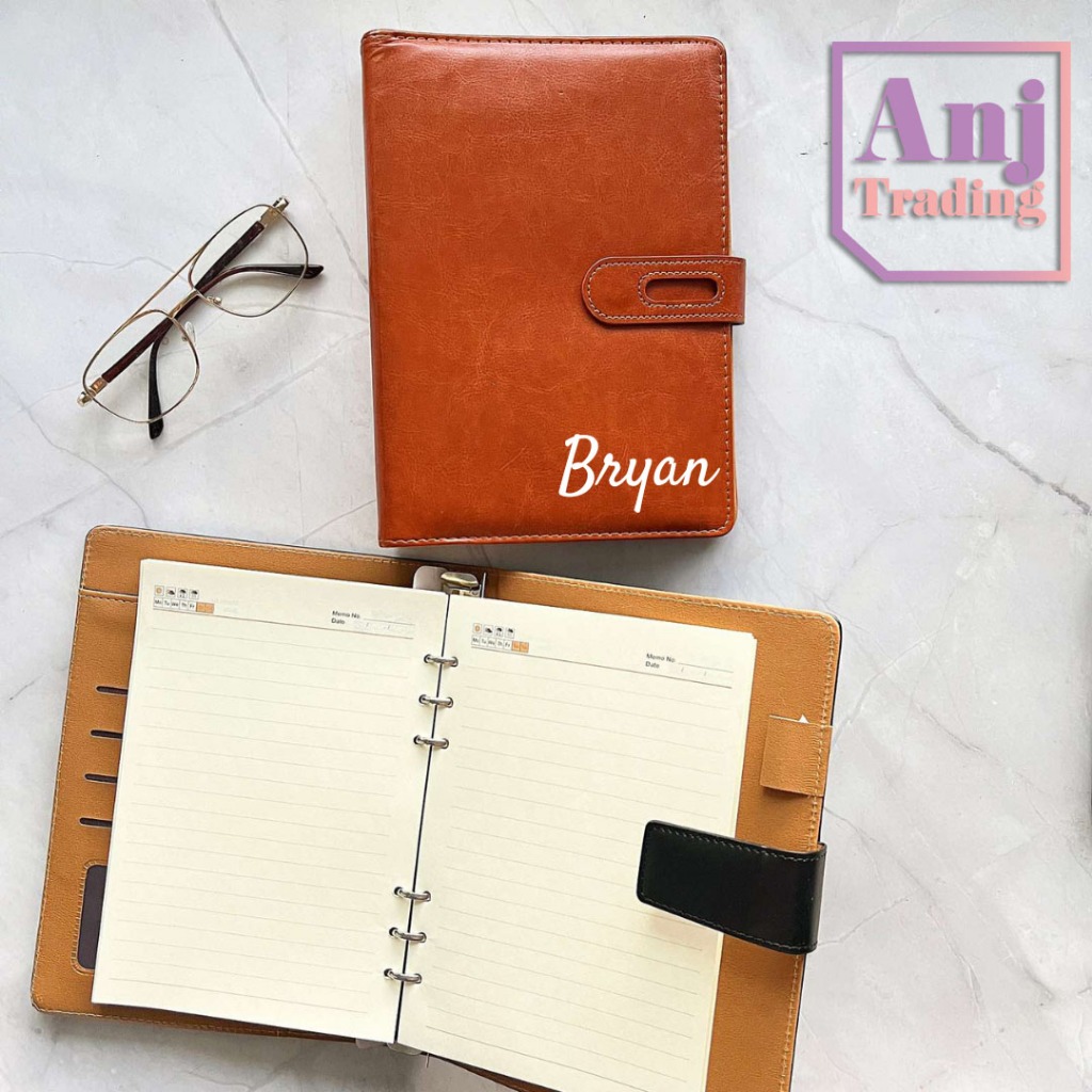 Executive Leather Notebook with Pen Holder Ruled Padded PU Cover ...