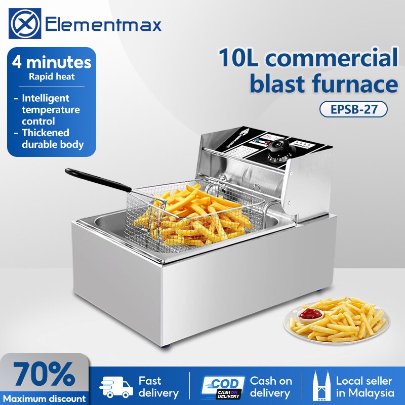 Electric Deep Fryer 10L Single Tank Induction Heating Stainless Steel ...