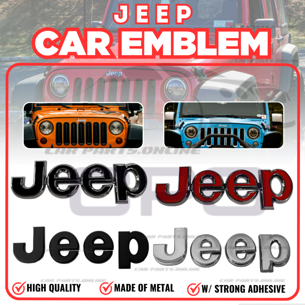 CPO 1pcs Jeep Front And Back Car Emblem Badge Sticker Decal METAL (GOOD ...