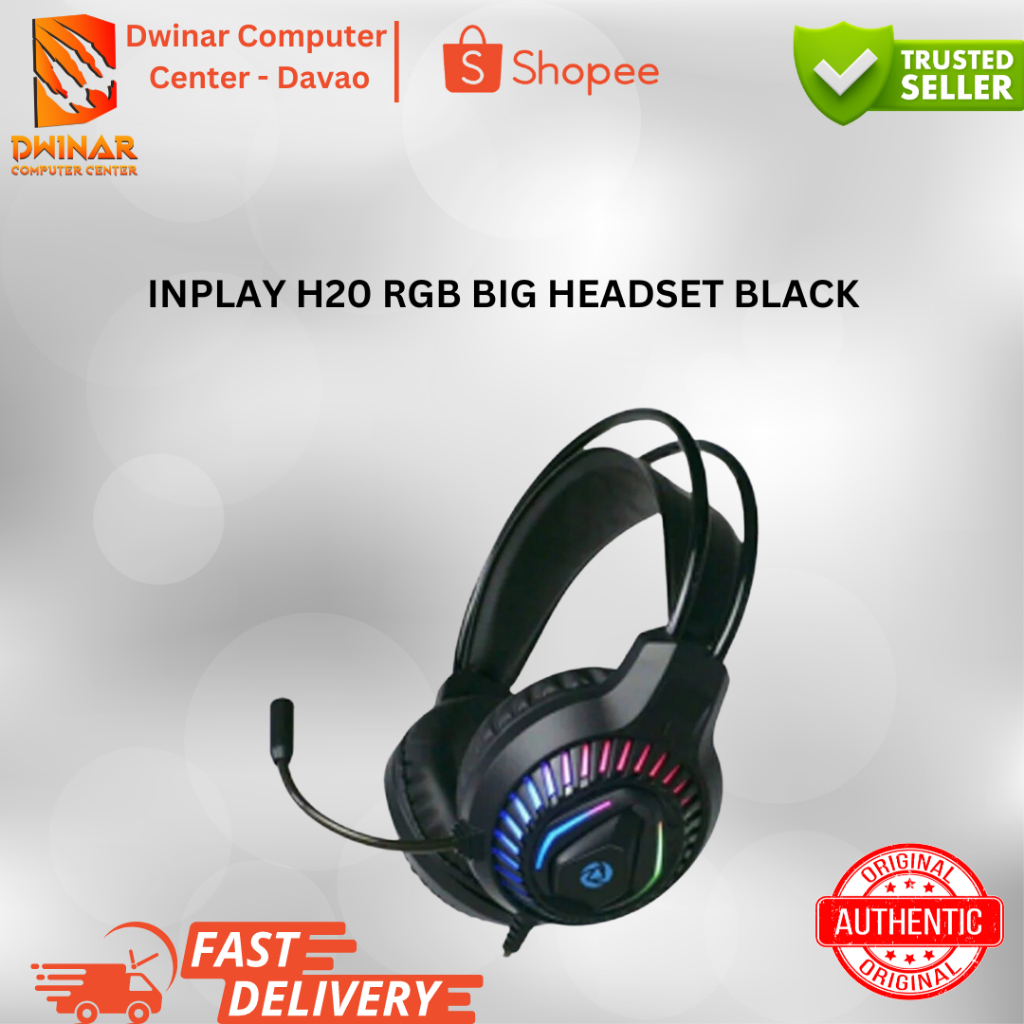 INPLAY H20 RGB BIG HEADSET BLACK | Shopee Philippines