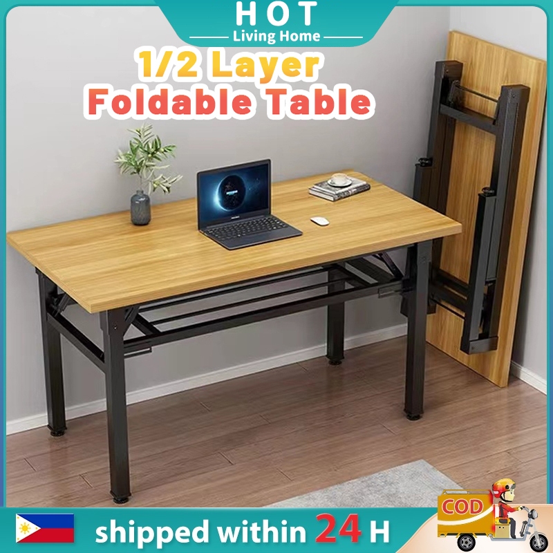 1/2 Layer Foldable Table Computer Table Study Desk Dining Table Home ...
