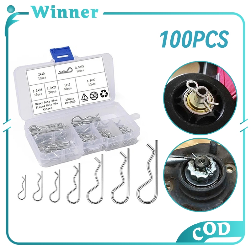 100Pcs R Type Pin Wave Latch Bolt Cotter Pins Retaining Clips Hair Clip ...