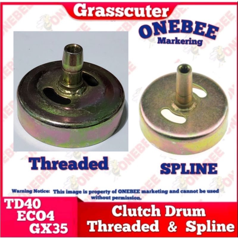 Clutch drum Spline & Threaded fit for TD40 GX35 ECO4 grasscutter engine ...