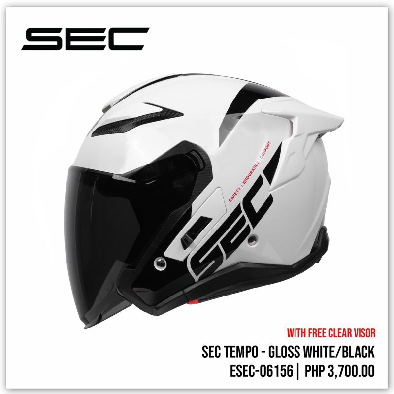 Sec helmet tempo half face with free clear visor | Shopee Philippines
