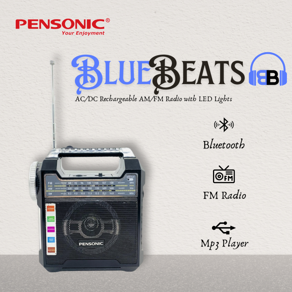 PENSONIC BlueBeats AC/DC Rechargeable AM/FM Radio/Bluetooth Portable ...
