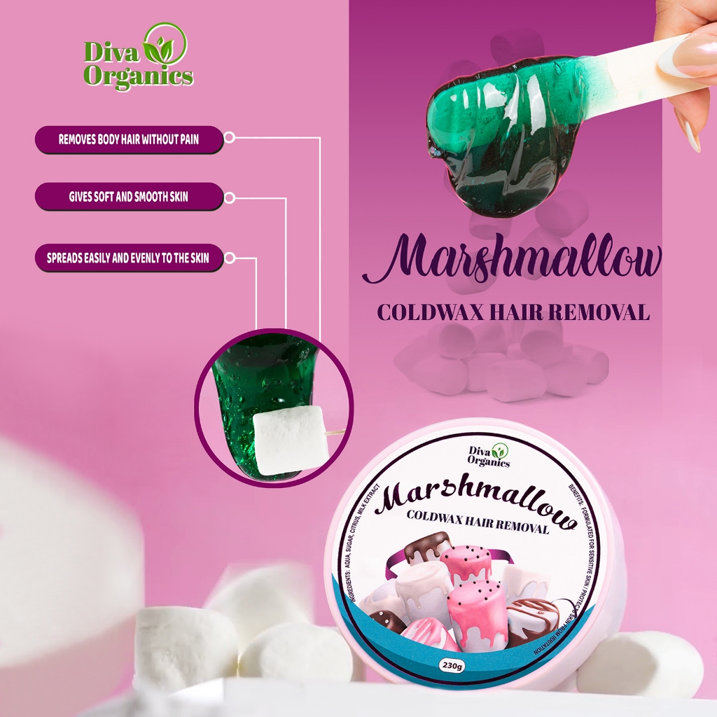 Diva Organics Marshmallow Wax Hair Removal Brazilian Underarm, Legs ...
