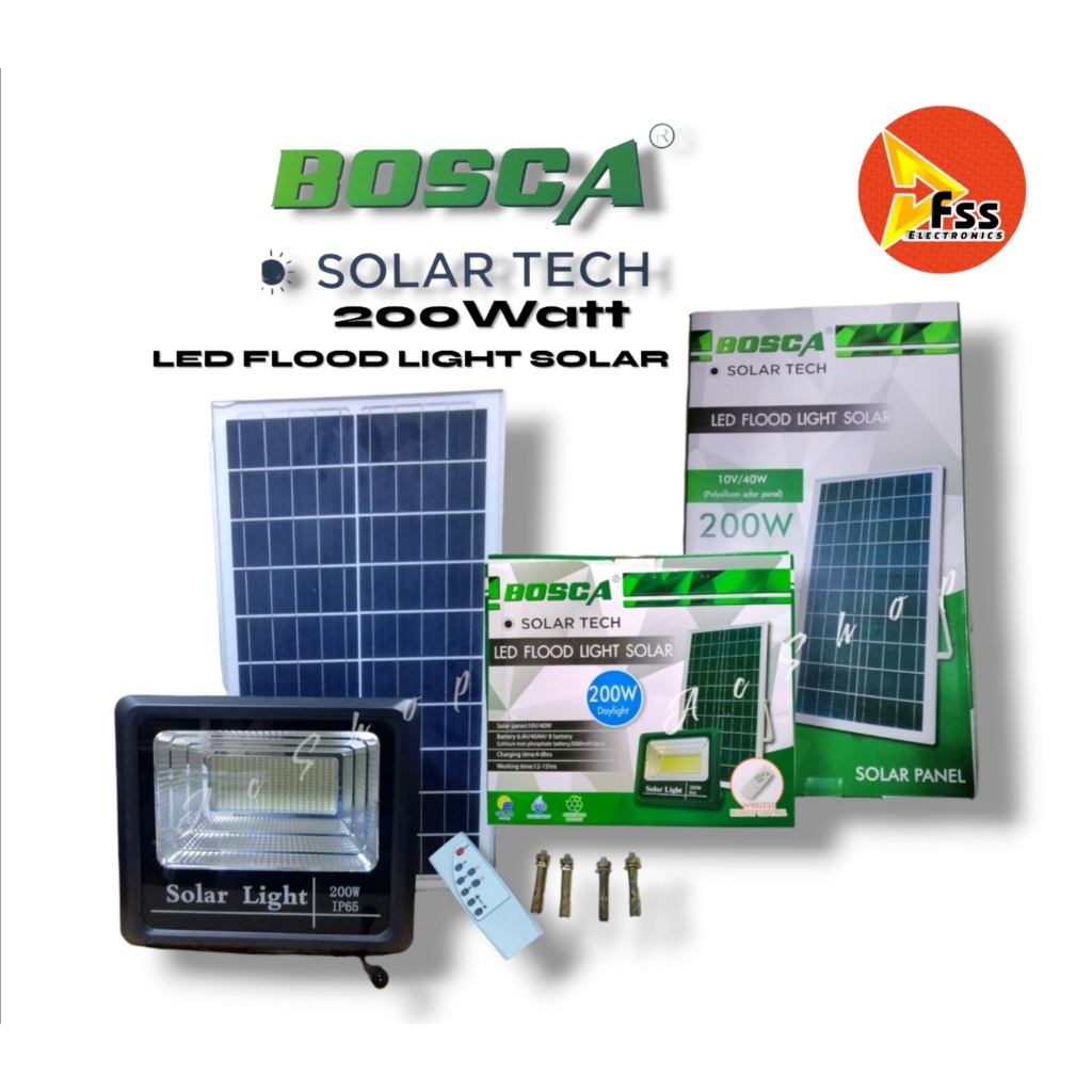 Solar Outdoor Led Flood Light Bosca SO1 200w water proof IP65 rated ...