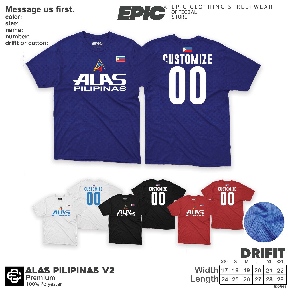 ALAS PILIPINAS V2 SHIRT - AVAILABLE IN COTTON and DRIFIT - ASIAN SIZE ...