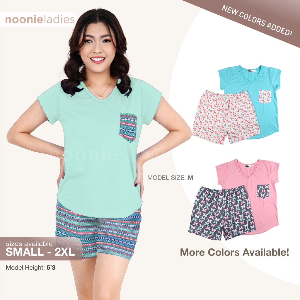 Noonie - Ladies Terno (S-2XL) - Cotton Vneck T shirt and Shorts Set ...
