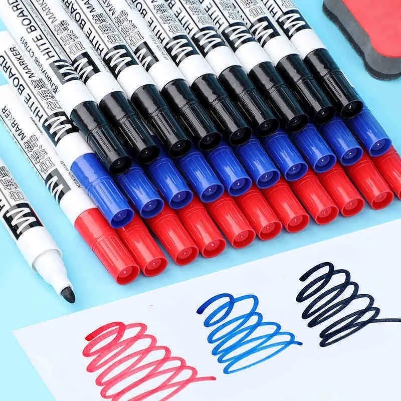 5PC Whiteboard Marker Erasing White Board Markers Red Blue Black Ink ...