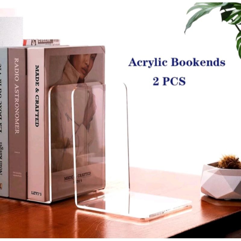 2pcs Bookend, Clear Acrylic Bookends for Shelves, Book Stopper for ...
