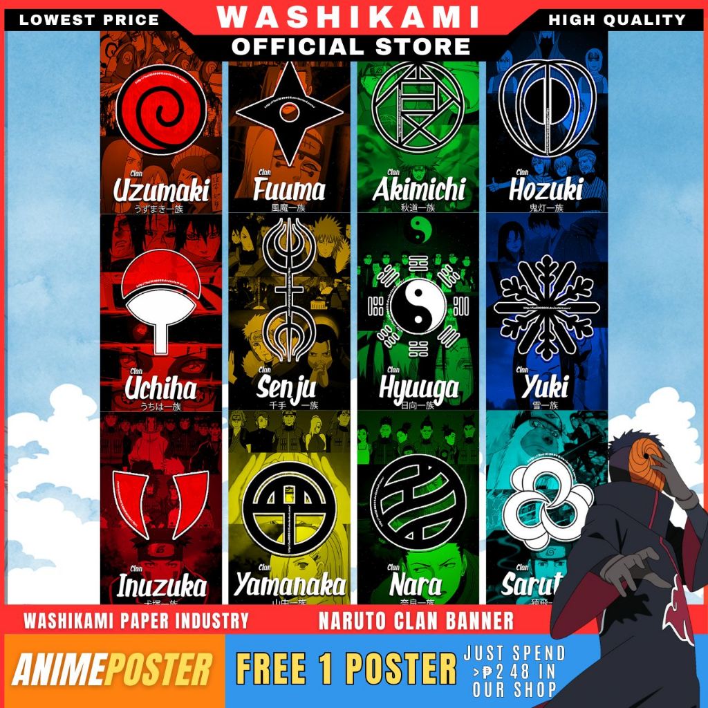 Naruto - Clan Banner Edition : Official A4 Anime Posters / Sticker ...