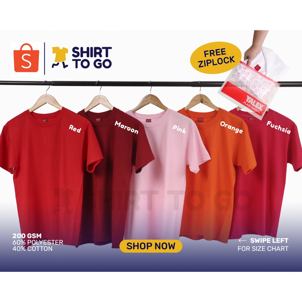 YALEX Roundneck Plain T Shirt for Men and Women SHADES OF RED | Shopee ...