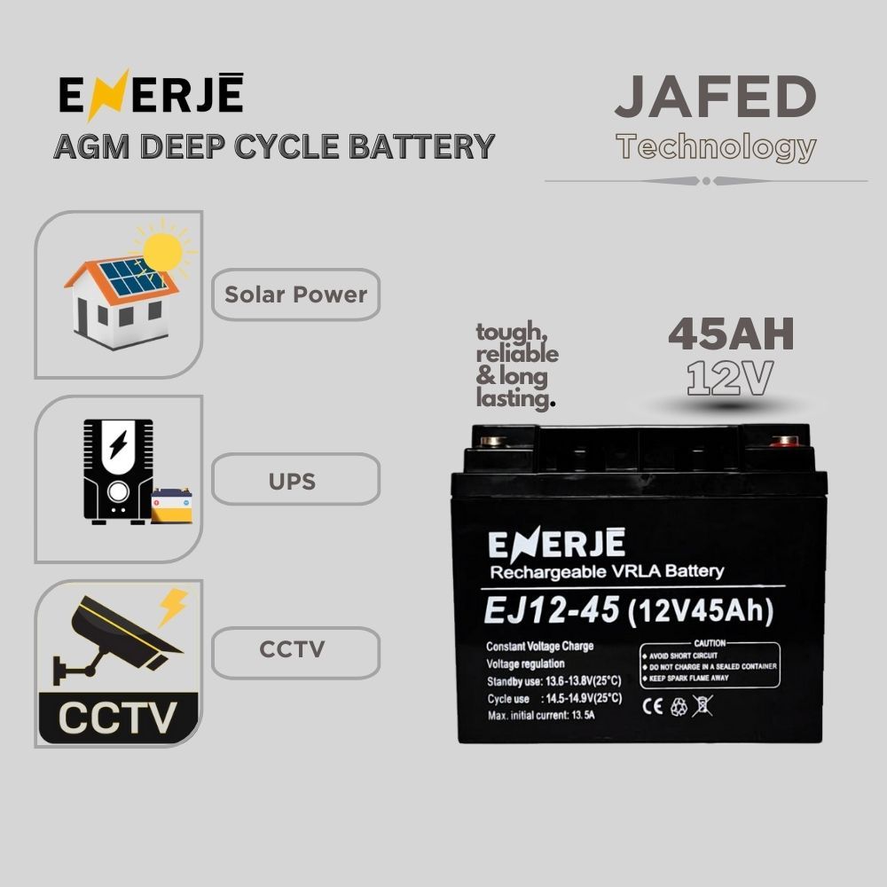 ENERJE AGM Lead Acid Deep Cycle Rechargeable Battery for Solar UPS ...