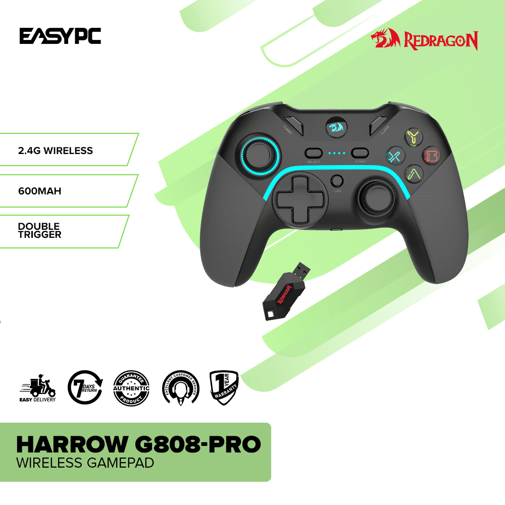 EasyPC | Redragon Harrow G808 and G808-PRO wireless gamepad| 600mAh ...