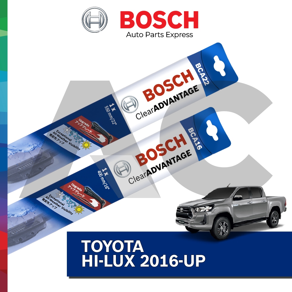 BOSCH CLEAR ADVANTAGE WIPER SET FOR TOYOTA HILUX 2016-PRESENT (22"/16") | Shopee Philippines