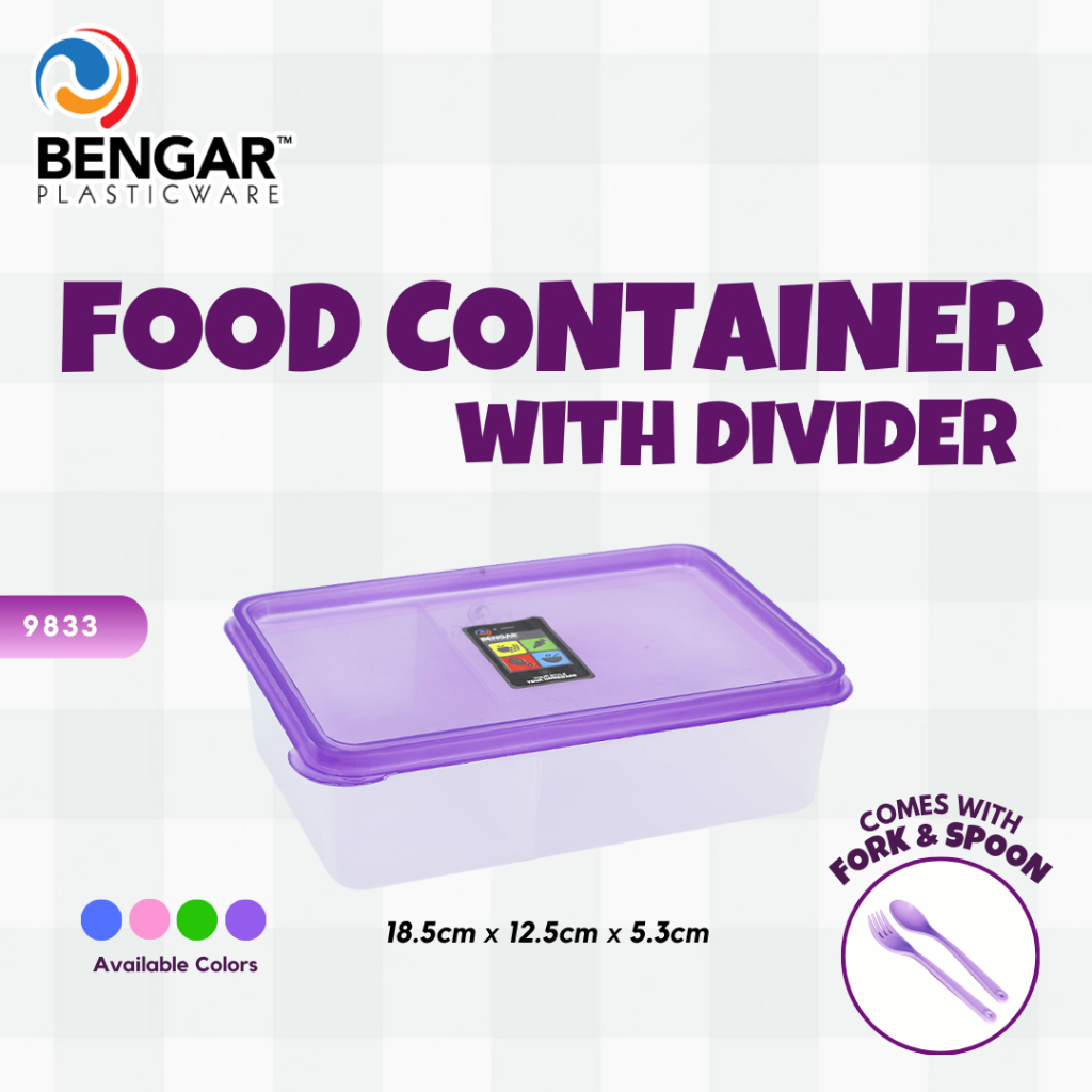 BENGAR PLASTICWARE Lunch Box With 2 Compartment Durable Food Container ...