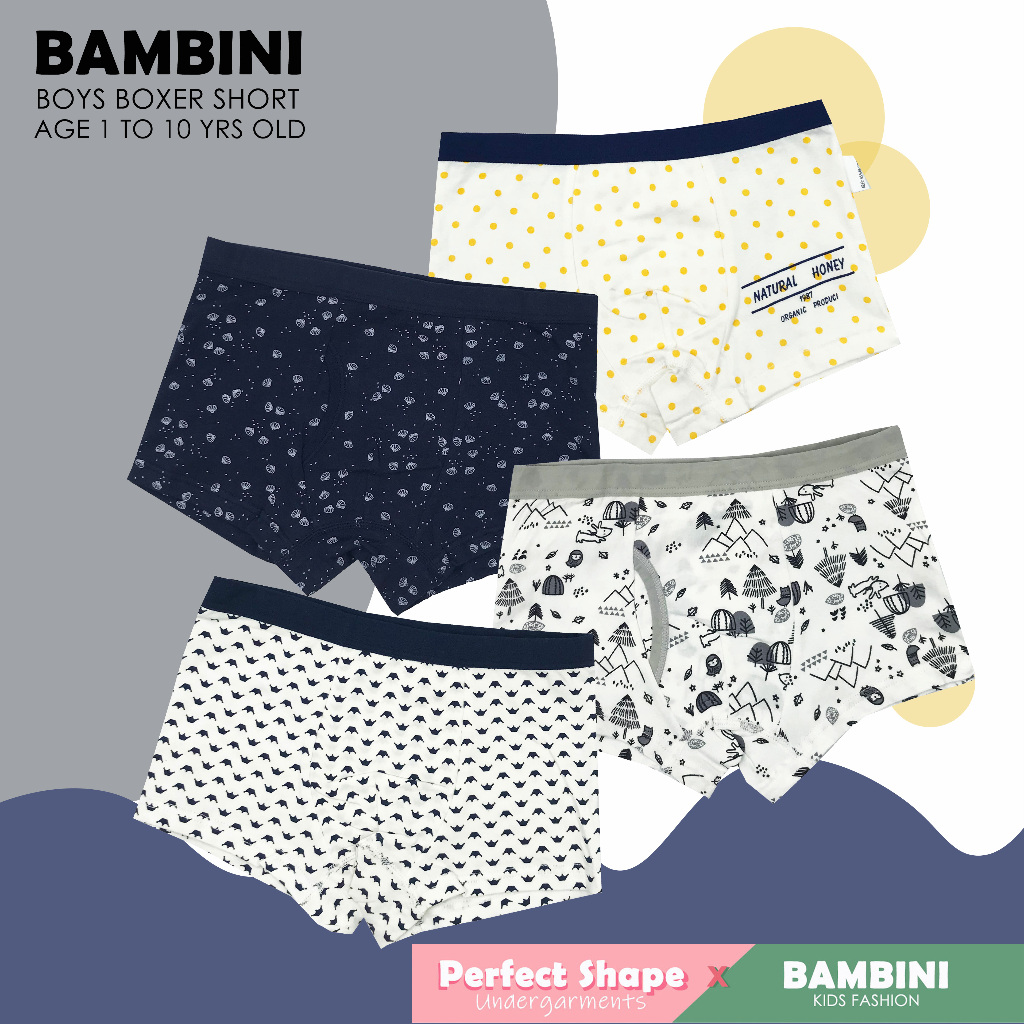 Perfect Shape x Bambini Boys Boxer Kids Brief Underwear Cotton Quality ...