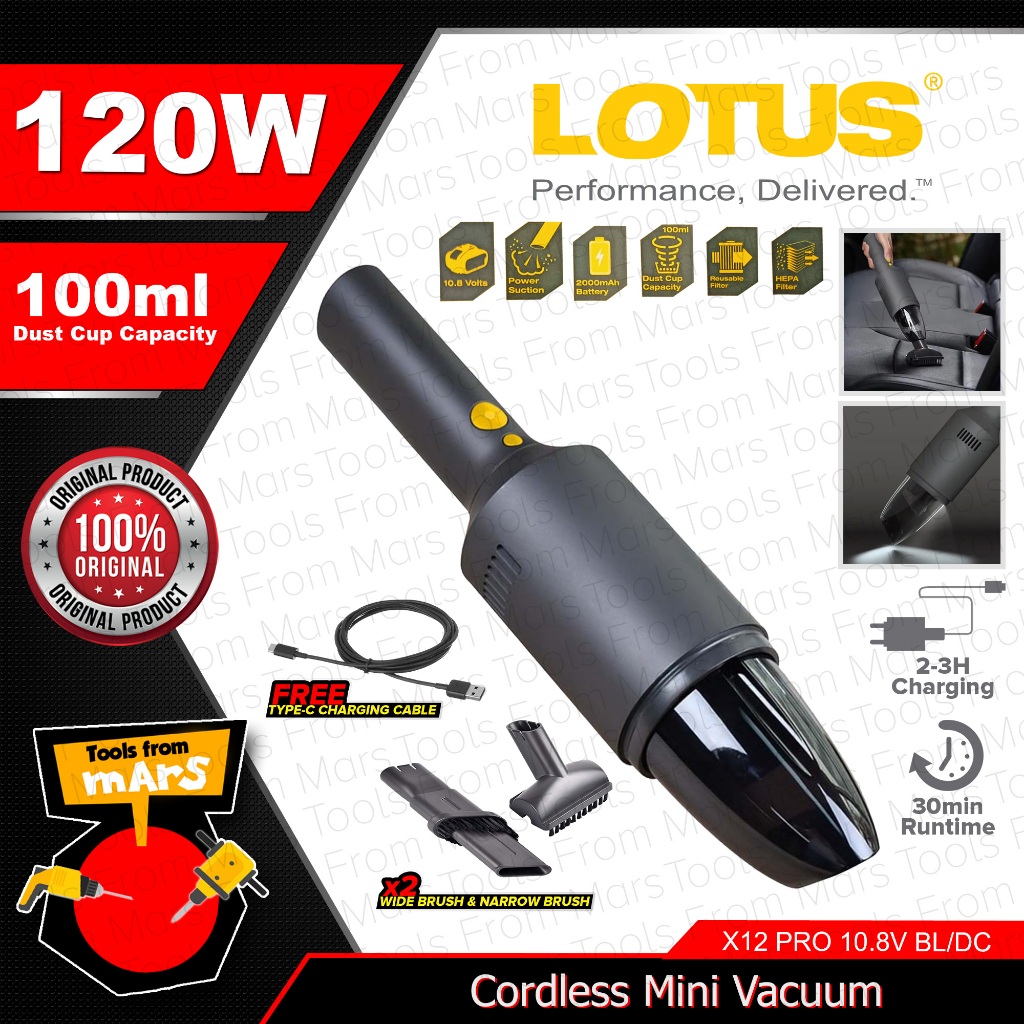 Lotus Cordless Handheld Handy Mini Vacuum Brushless DC Motor HEPA ...